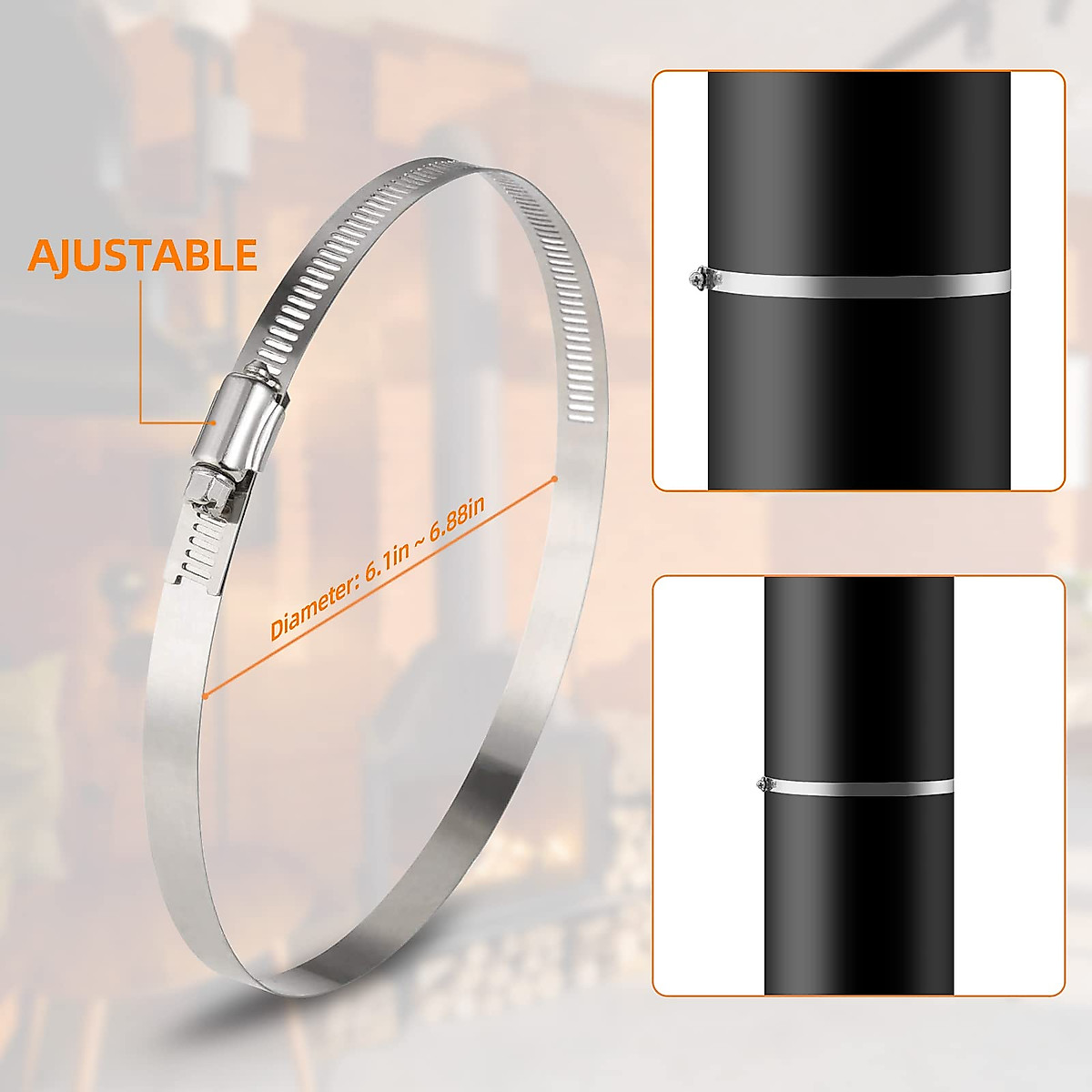 Wood Stove Fan, Pipe Fireplace Fan with Magnetic Thermometer, 6 Blades Stove Fan on Chimney, Silent Motors, Push Horizontal Air Flow, Heat Powered Wood Stove Fan for Wood Burning Stove/Gas/Pellet/Log