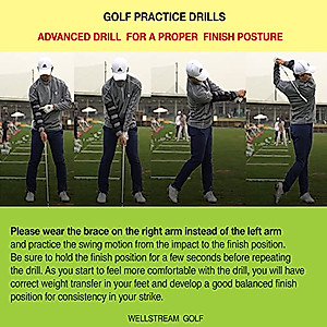 Weighted Elbow Brace - Shoulder Turn & Straight Arm Golf Swing Trainer Increasing The Moment of Inertia Force (Rigid, US Patented)