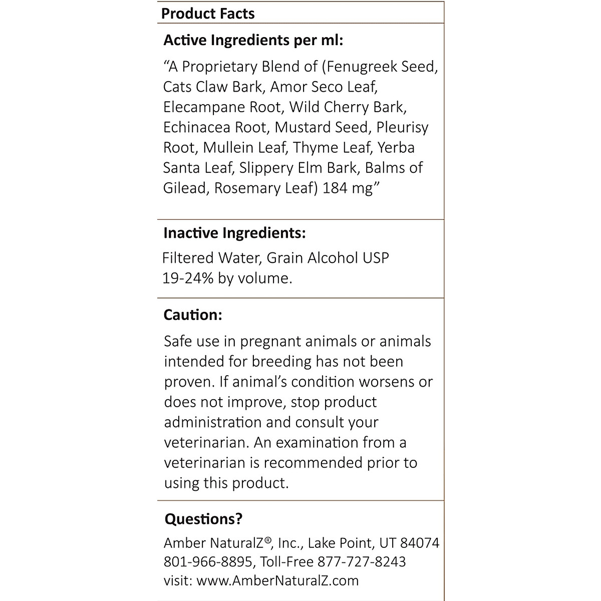 Amber NaturalZ Numo Care Lung Health Herbal Supplement for Dogs | Canine Herbal Supplement for Bronchial Support and Respiratory Lung Health | 1 Fluid Ounce Glass Bottle | Manufactured in The USA