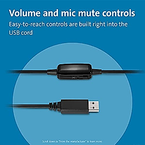 Kensington Hi-Fi USB Headphones with Mic & Volume Control Button (K33065WW)