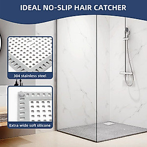 2 Packs Shower Drain Hair Catcher Square Hair Drain Catcher, WINDALY Bathroom Flat Drain Cover for Bathroom Floor Drain, Stainless Steel