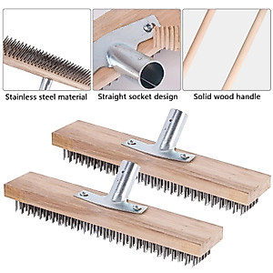 LIGEAROW Steel Brooms, 2PCS 11.8" Wire Broom Brush with Robust Metal Holder, Wire Broom Head with Socket for Wooden Handle, Metal Broom Garden Broom for Household Kitchen Catering Commercial-Silver