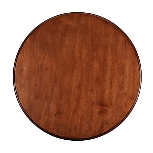 MAKLAINE Transitional Farmhouse Round Dining Table in Brown and White