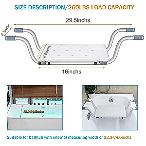 Bath Bench Seat Suspended,Heavy Duty Aluminum Alloy Bathtub Bathing Seat for Elderly, Disabled or Injured,Fits tub Having Width in The Range of 22.8"-34.6", 260 LBS Load