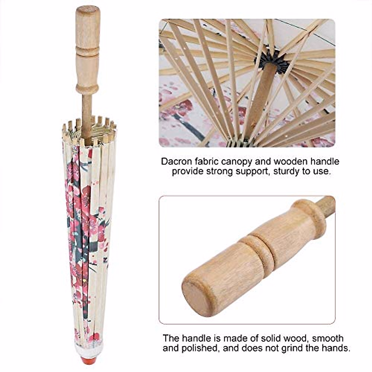 Aufee Oiled Paper Umbrella, 23.6 Inch Handmade Oiled Paper Umbrella Plum Pattern Chinese Art Classical Dance Umbrella for Performance Prop