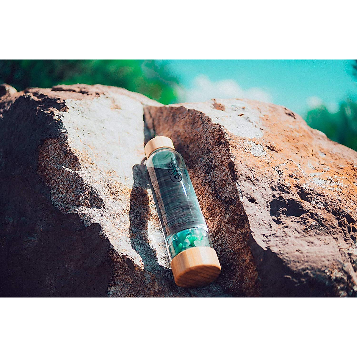 Bodhi Elixir Crystal Water Bottle - Crystal Healing Water Bottle, Quartz Crystal Water Bottle, Includes Gemstones and Protective Neoprene Sleeve