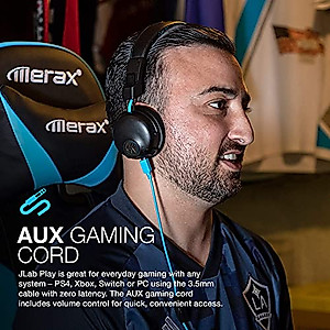 JLab Audio Play Gaming Wireless Headset | 22+ Hour Bluetooth 5 Playtime 60ms Super-Low Latency for Mobile Gameplay | Retractable Boom Mic | AUX Gaming Cord Compatible with Gaming Consoles (Renewed)