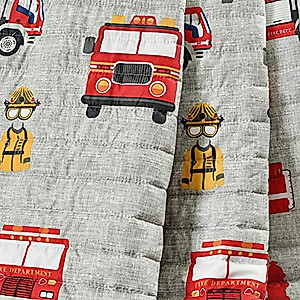 Make A Wish Fire Truck Red & Gray Reversible Print Throw Blanket