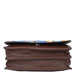 Anna by Anuschka Womens Anna Anuschka Hand Painted Women s Genuine Leather Large Flap Crossbody African Dusk, African Dusk, One Size US