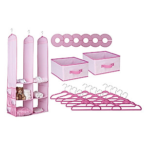 Delta Children Nursery Storage 24 Piece Set - Easy Storage/Organization Solution - Keeps Bedroom, Nursery & Closet Clean, Pink