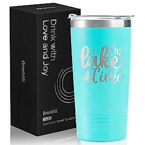 Onebttl Lake House Gifts, Lake Life Gifts for Women/Men, 20oz Insulated Tumbler, Perfect for Boat Owner/Lake Lovers - Lake Time (Teal)