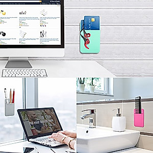 Costyle 4 Pack Credit Card Holder for Cell Phone, Stretchy Lycra Cell Phone Card Holder for Back of Phones Stick on Wallet Pocket 3M Adhesive Sticker for Samsung Galaxy iPhone-Black Blue Purple Grey