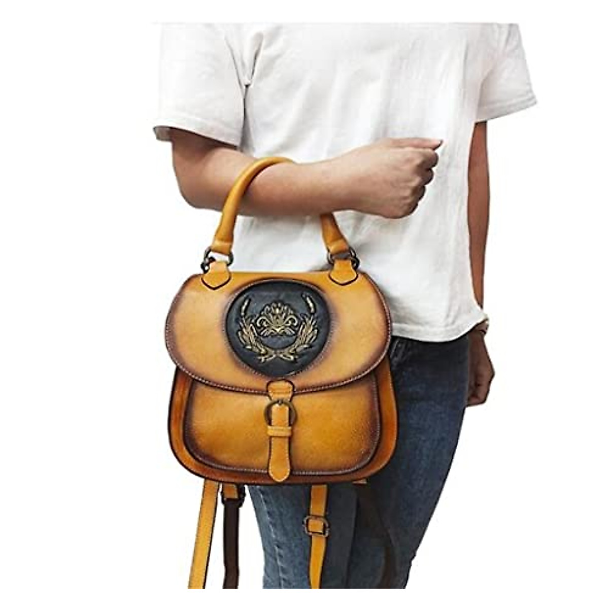 DANN Women's Retro Handbag Multipurpose Shoulder Bag Women's Backpack Women's Handmade (Color : C, Size