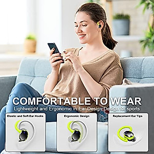 Wireless Earbud, Sport Bluetooth 5.3 Headphones with Earhooks Bluetooth Earbud in-Ear with Immersive Sound, Wireless Earphones IP7 Waterproof, Dual LED Display, 48H Playtime, Noise Cancelling, Running