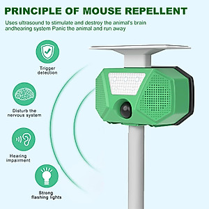 2024 Solar Ultrasonic Animal Repeller, Cat Repellent Outdoor, Dog, Squirrel, Raccoon, Skunk, Rabbit, Fox, Deer, Bird etc.Motion Detection, LED Flashing Light 027