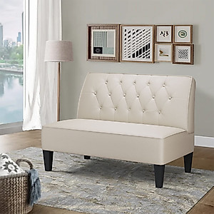 annjoe Button Tufted Loveseat Settee Upholstered Sofa Backrest Buckle Couch Banquette Bench for Dining Room Living Room Bedroom Funiture