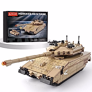 BOOLAKOS Merkava Mark IV, Convertible Merkava Mk4 Main Battle Tank and M2 Bradley Infantry Fighting Vehicle Model, 2 in 1 Military Building Block Set for Adult Gift Giving (659 Pieces)