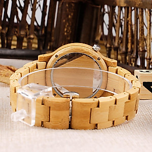 Triangle Wood Watch for Men Creative Hollow Dial Full Wooden Quartz Watch Vintage Natural Mens Unique Inverted Geometric Wood Wrist Watch