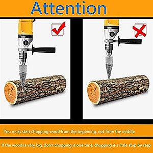 Firewood Log Splitter Drill Bit, 5pcs Removable Cones Kindling Wood Splitting logs bits, 32MM + 42MM Heavy Duty Electric Drills Screw Cone Driver with Round + Hex + Square Shank for Hand Drill Stick
