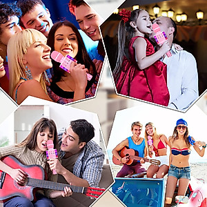 Ankuka Karaoke Microphone for Kids, Portable 4 in 1 Bluetooth Karaoke Microphone with LED Lights, Christmas Home, Birthday Party Toys Gifts for Girls, Boys and Adults(Pinkcolor)