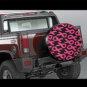 Breast Cancer Awareness Spare Tire Cover Wheel Protectors Weatherproof Wheel Covers Universal Fit for Trailer Rv SUV Truck Camper Travel Accessories 14 Inch in