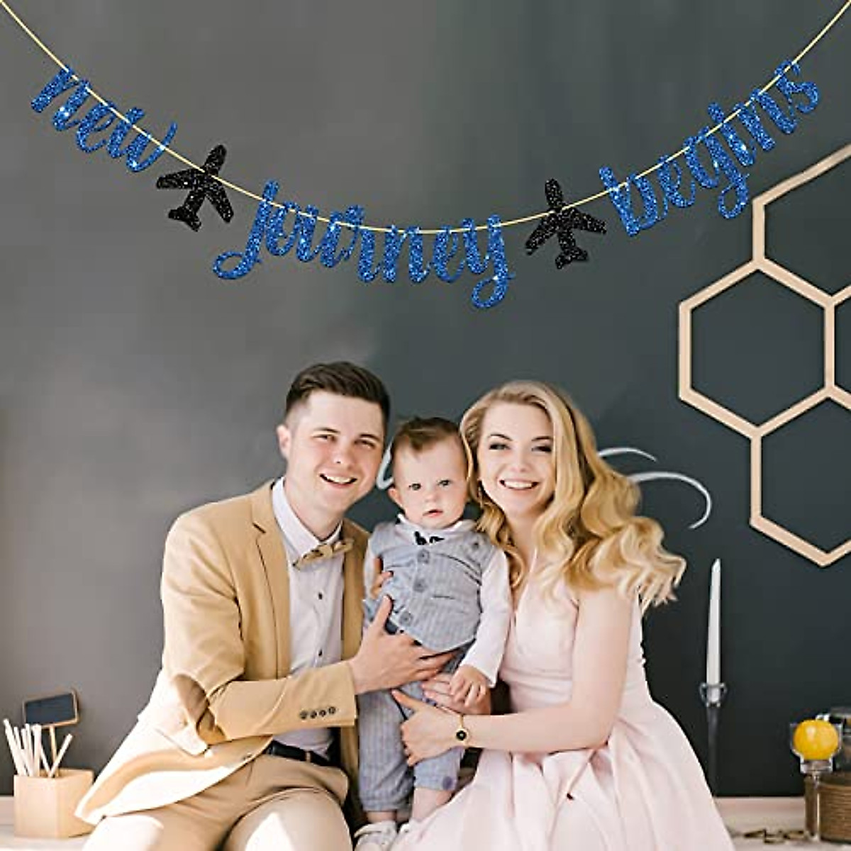 MonMon & Craft New Journey Begins Banner / We'll Miss You Banner / Job Change / Office Work Party / Retirement Banner / Graduation Party Supplies Black