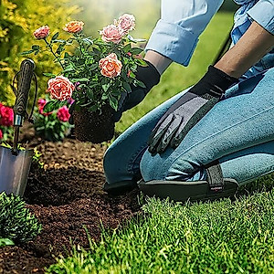 NoCry Home & Gardening Knee Pads for Women and Men - Lightweight Waterproof EVA Foam Cushion, Soft Inner Liner, and Easy Fit with Adjustable Hook'n'Loop Straps, Garden Kneeling Pads for Work, Black