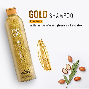 GK HAIR Global Keratin Gold Shampoo (8.5 Fl Oz/250ml) Hair Moisturizing Shine and Protection With Argan Oil, Shea Butter, Natural Oils All Hair Types