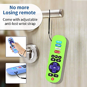 [4 Pack] Silicone Case for TCL Roku TV RC280 Remote, Protective Universal Replacement Lightweight/Shockproof TCL Roku TV Remote Cover with Lanyard (Glow Blue+Glow Green+Red+Blue)