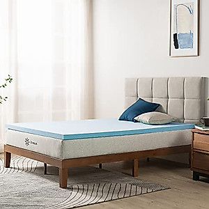 ZINUS 2 Inch Green Tea Cooling Gel Memory Foam Mattress Topper / Cooling Gel Foam / CertiPUR-US Certified, King, Blue