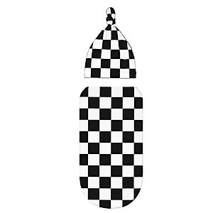 Ykklima Baby Newborn Swaddle Blanket with Beanie Hat- Black White Race Checkered Flag Pattern Receiving Blanket Sleep Sack for Girls Boys Infant Gifts