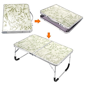 PATIKIL Foldable Laptop Table, Portable Lap Desk Picnic Bed Tray Tables Snacks Reading Working Desks for Bed Sofa, White Green