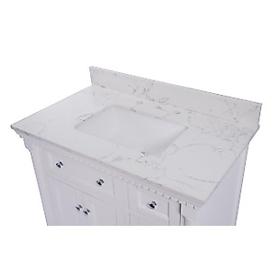 Sydney 36-inch Bathroom Vanity (Engineered Marble/White): Includes White Cabinet with Engineered Marble Countertop and White Ceramic Sink