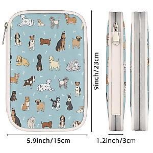 Cute Animal Dog Bone Pencil Bag Pencil Case Stationery Holder Zipper Pen Porch Makeup Bag Cosmetic Bag for Kid Girl Women