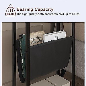 Walmokid 3 Tier Side Table with Magazine Holder, Industrial End Table with Open Storage, Wooden Bedside Table, Nightstand for Living Room, Bedroom, Small Spaces, Easy Assembly, Rustic Brown