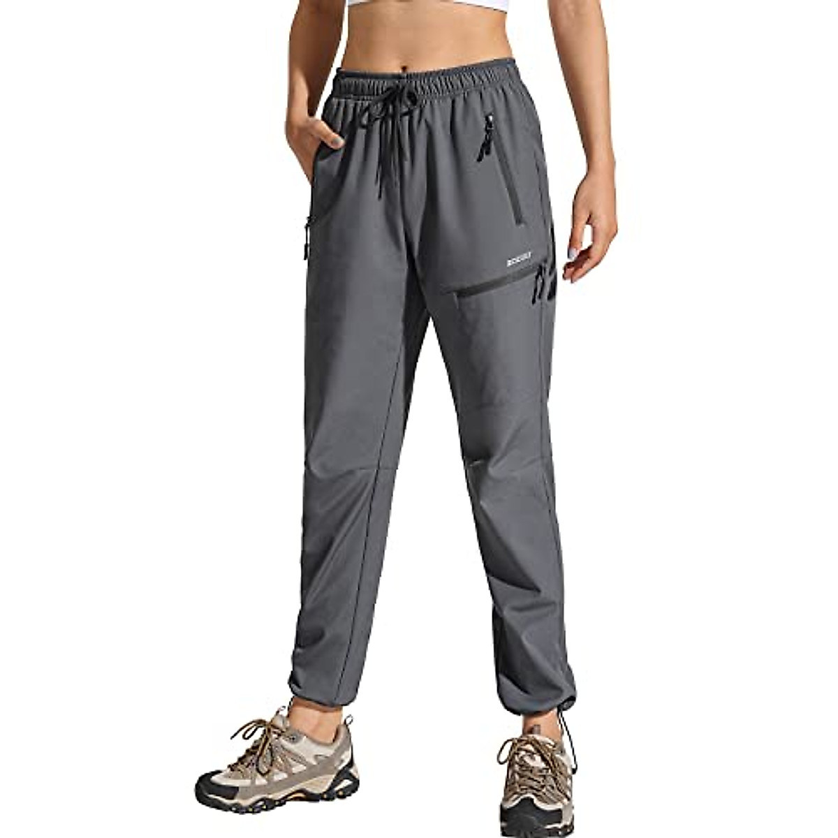 MOCOLY Women's Ski Snow Pants Warm Fleece Lined Hiking Pants Waterproof Windproof Softshell Insulated Warm Winter Cargo Pants Grey 3XL