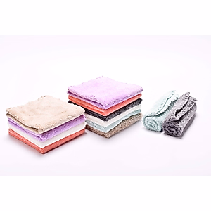 Kyapoo Baby Washcloths 12 Pack 12x12 Inches Microfiber Coral Fleece Extra Absorbent and Soft for Newborns, Infants and Toddlers