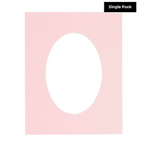 8x11 Mat Bevel Cut for 6x9 Photos - Precut Soft Pink Oval Shaped Photo Mat Board Opening - Acid Free Matte to Protect Your Pictures - Bevel Cut for Family Photos, Pack of 1 Matboard Show Kit With Acid