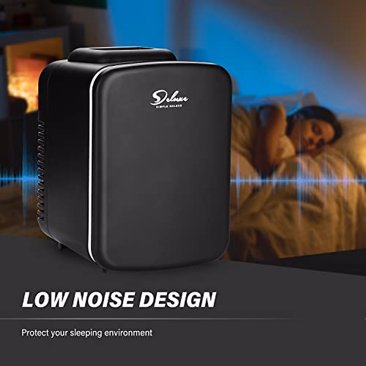 YSSOA 4L Mini Fridge with 12V DC and 110V AC Cords, 6 Can Portable Cooler & Warmer Compact Refrigerators for Food, Drinks, Skincare, Office Desk, Black, Bedroom, Dormitory, Car, Black