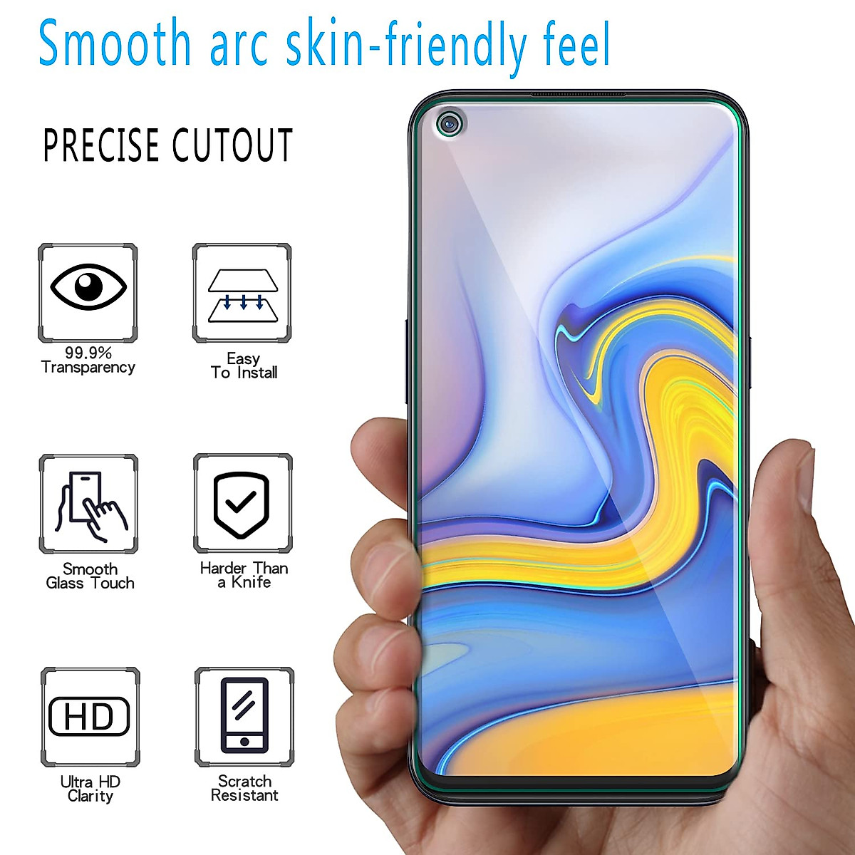 Slanku (3 Pack) Screen Protector for OnePlus Nord N100 Tempered Glass, Bubble Free, Easy to install, Anti-Scratch, Case Friendly