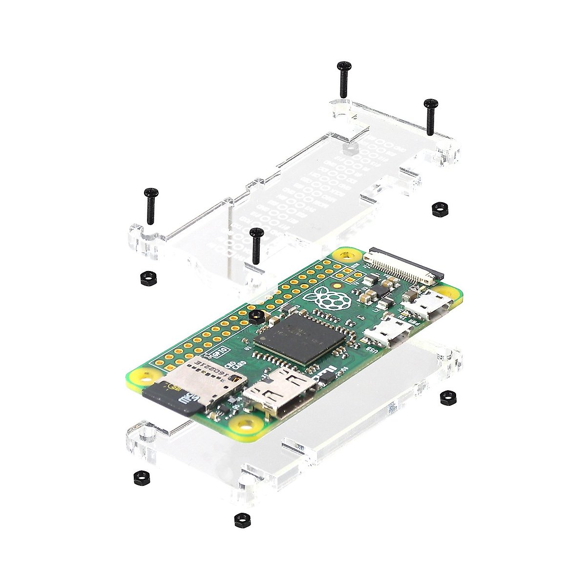 MakerSpot 8-in-1 Raspberry Pi Zero W Mega Pack (no PiZero Board) with 32GB Micro SD Card, 4-Port OTG USB Hub, Pin Headers, Mini HDMI Adapter, Transparent Acrylic Protector Cover Case & WiFi Dongle