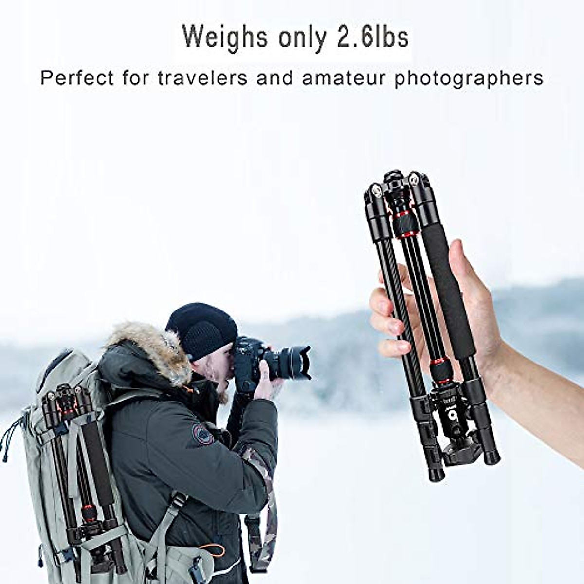 BONFOTO B690A Camera Tripod for Travel,Lightweight Aluminum Portable DSLR Tripod with 360 Degree Ball Head and Carry Bag, Camera Stand for Ring Light & Canon Nikon Sony DSLR