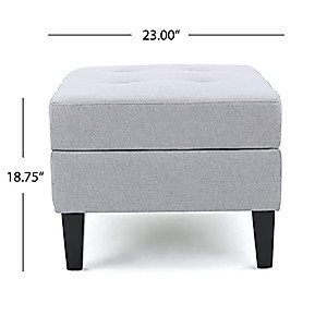 Christopher Knight Home Zahra Fabric Storage Ottoman, Light Grey