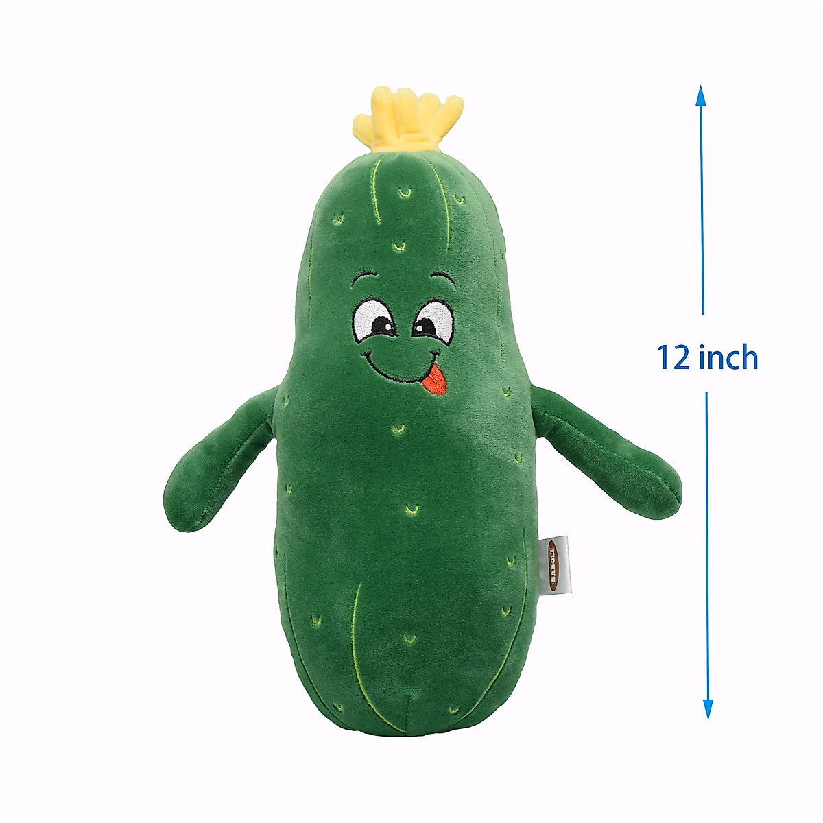 BABOLI Adorable Pickle Stuffed Animal Cucumber Plush Plant with Smile Face and Yellow Corolla Pretty Cute Plushie Toy Gift for Any Pickle Lover 12 Inches (Naughty-L)