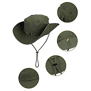 Boao 2 Pieces Sun Hats for Men Women Wide Brim Safari Bucket Hat Boonie Hat UV Protection Fishing Hiking Summer(Black, Khaki)