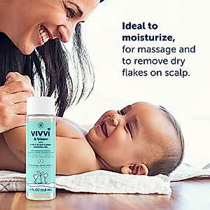 VIVVI & BLOOM Gentle 2-in-1 Baby Scalp & Body Massage Oil, Fast Absorbing Formula Ideal to Moisturize, for Massage to Remove Dry Flakes on Scalp, Hypoallergenic, 4 fl. Oz