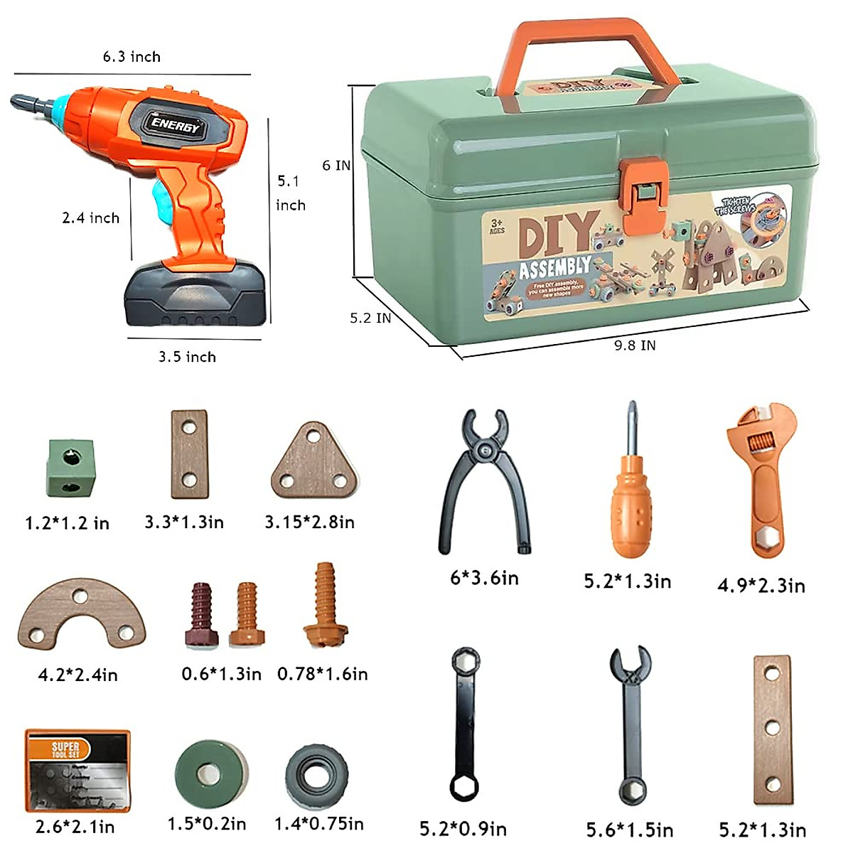 Kids Tools Set, SWGIEEI 144 PCS Toddler Tool Box with Tools & Electronic Toy Drill, Pretend Play Toddler Tolls, Toy Tools for Kids Boys Girls Ages 3,4,5,6,7,8 Years Old