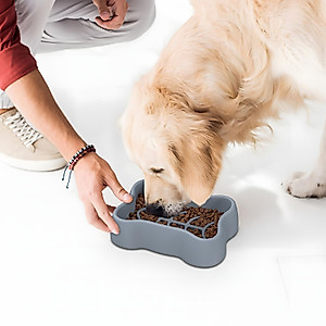ORIA Slow Feeder Dog Bowls, Silicone Dog Food Bowl with Suction Cups, Interactive Dog Puzzle Bowl for Slow Eating, Anti-Choking, Slow Feeder Cat Bowl for Dogs Cats, Dry and Wet Food