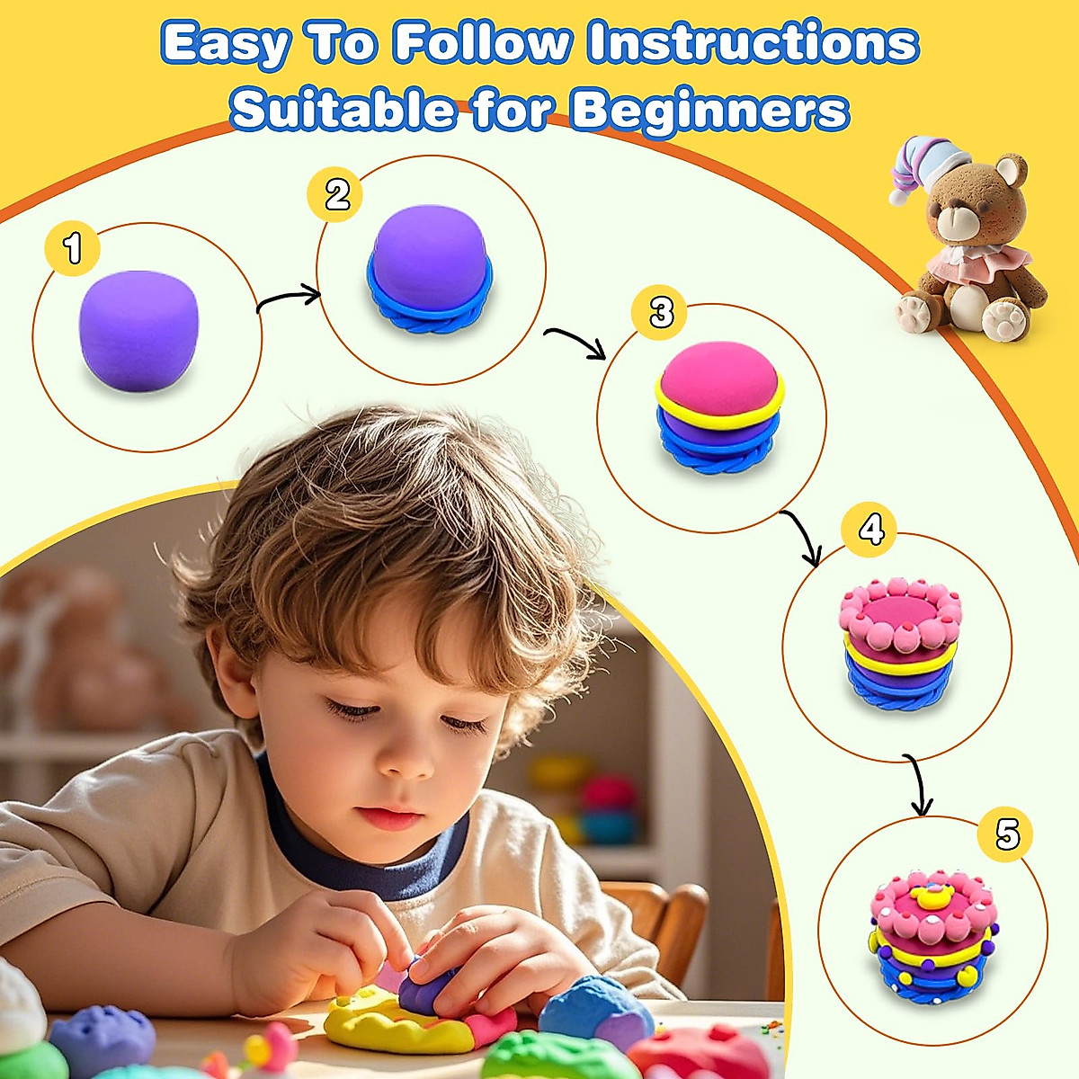 Modeling Clay Kit - 50 Colors Air Dry Ultra Light Magic Clay, Safe and Nontoxic, Great Gift for Kids Age 3-12 Year Old