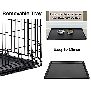 SIGNZWORLD Large Dog Crate, 42-Inch, Black, Foldable, Portable, Secure, Removable Tray, Handle, Suitable for Intermediate Dog Breeds